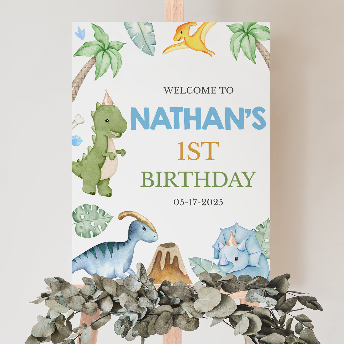 Little Dino 1st Birthday Welcome Sign: Dinosaur Jungle Theme – Blushberrie