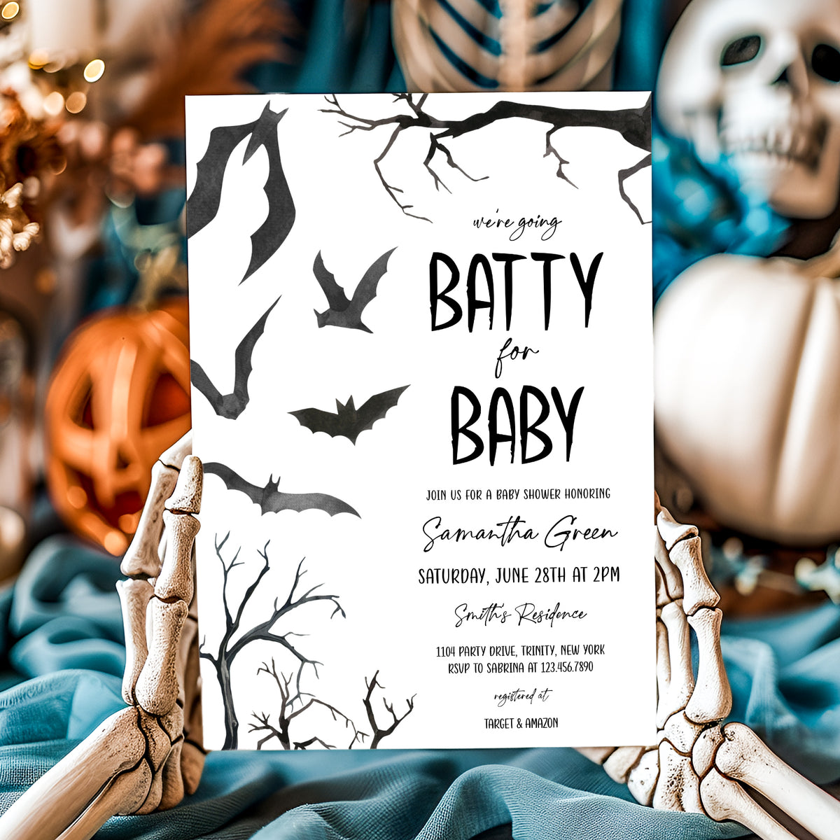 Batty for Baby: Minimalist Digital Baby Shower Invitation – Blushberrie