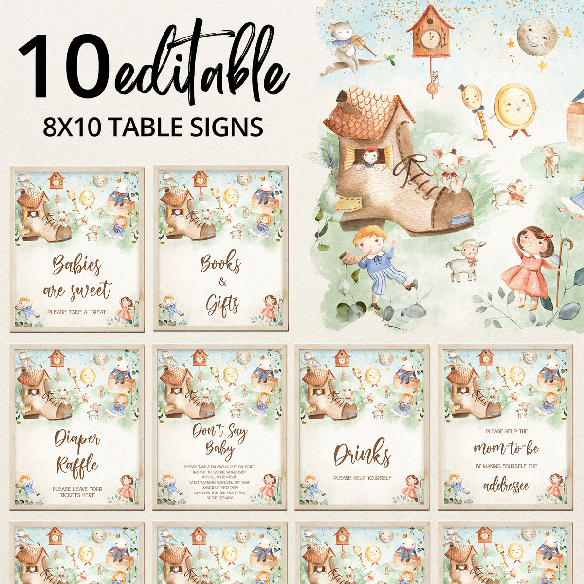 Nursery Rhyme Baby Shower Table Sign: Humpty Dumpty Theme – Blushberrie