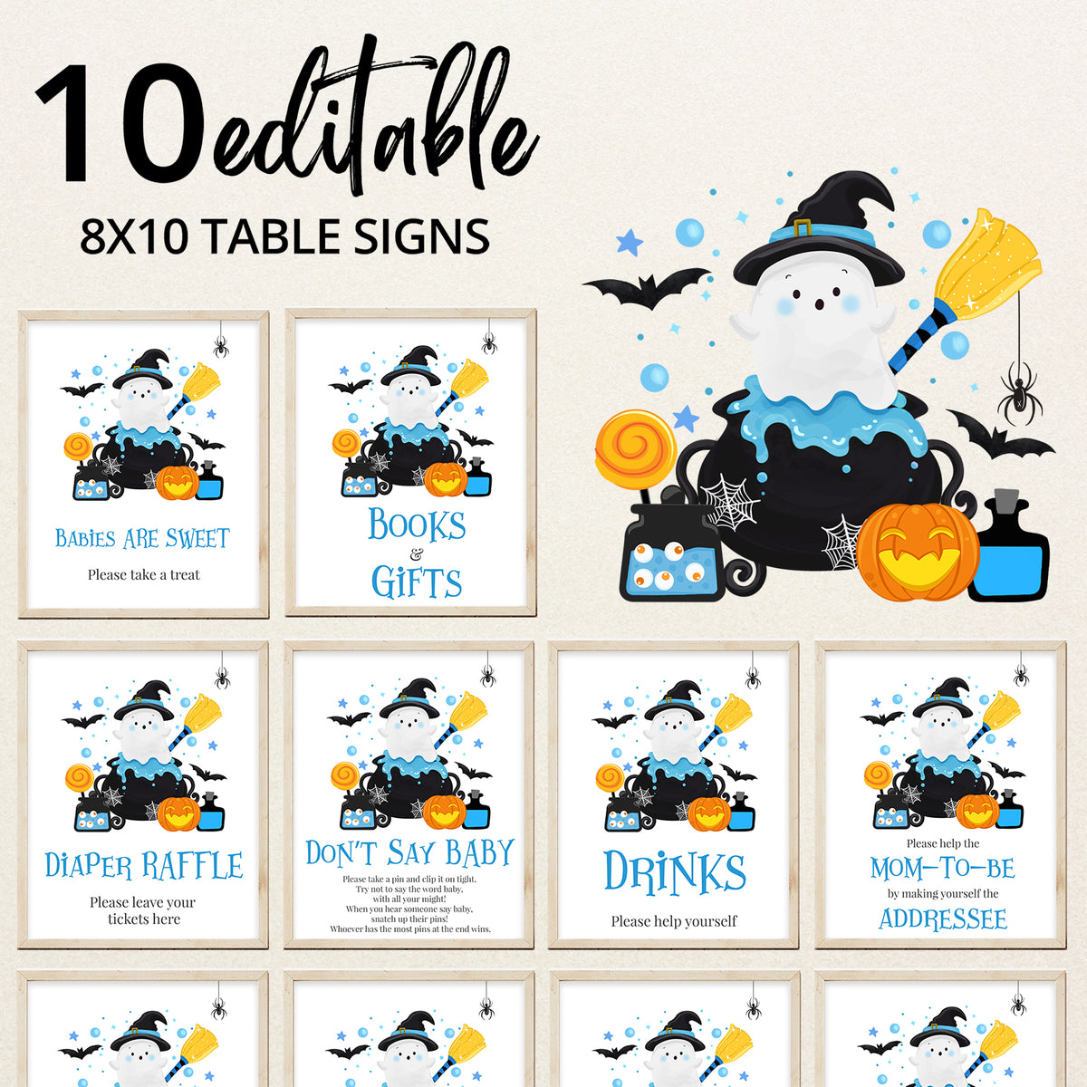 Little Boo Brewing in Cauldron Digital Baby Shower Table Sign – Blushberrie