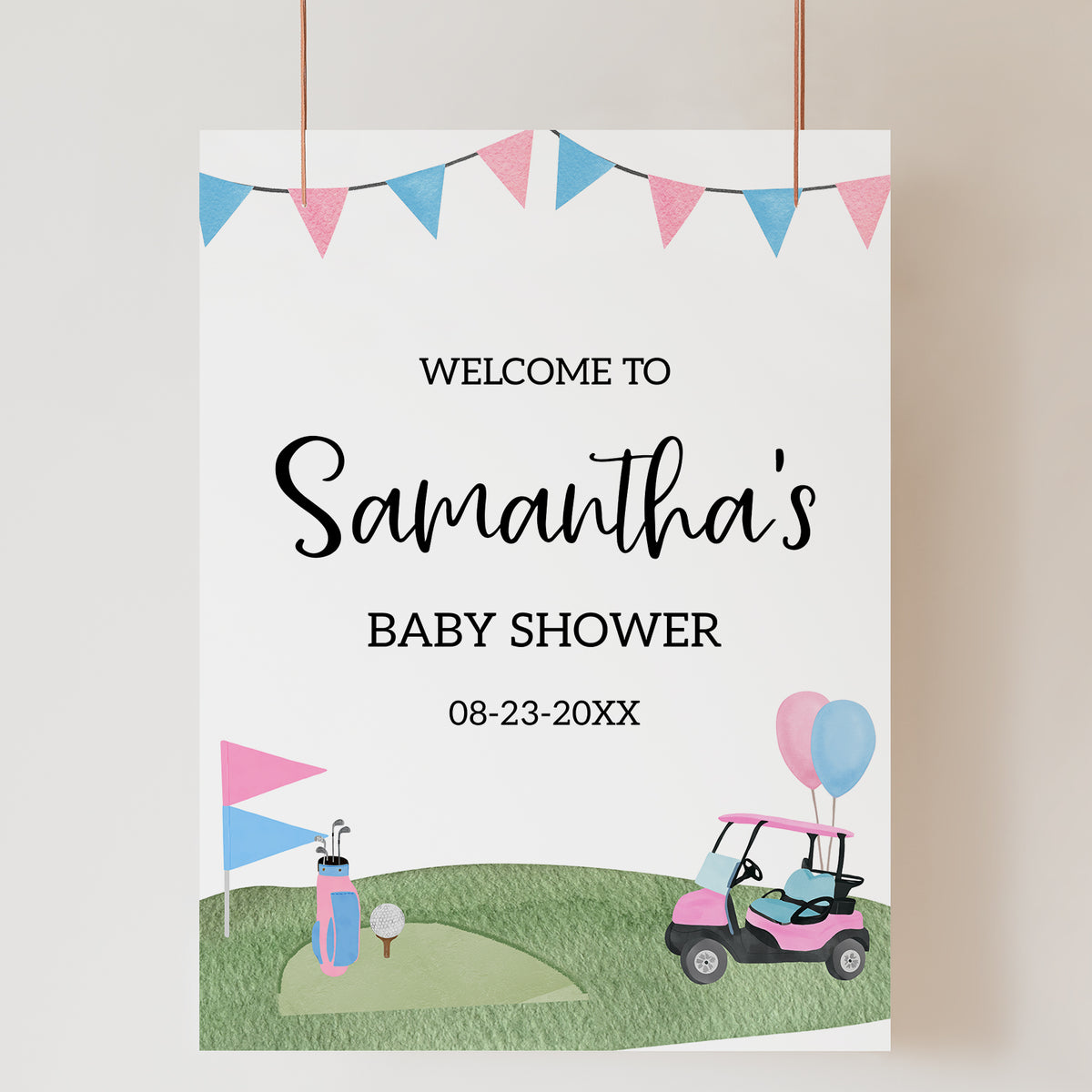 Golf-Themed Gender Reveal: A Little Putter Welcome Sign – Blushberrie