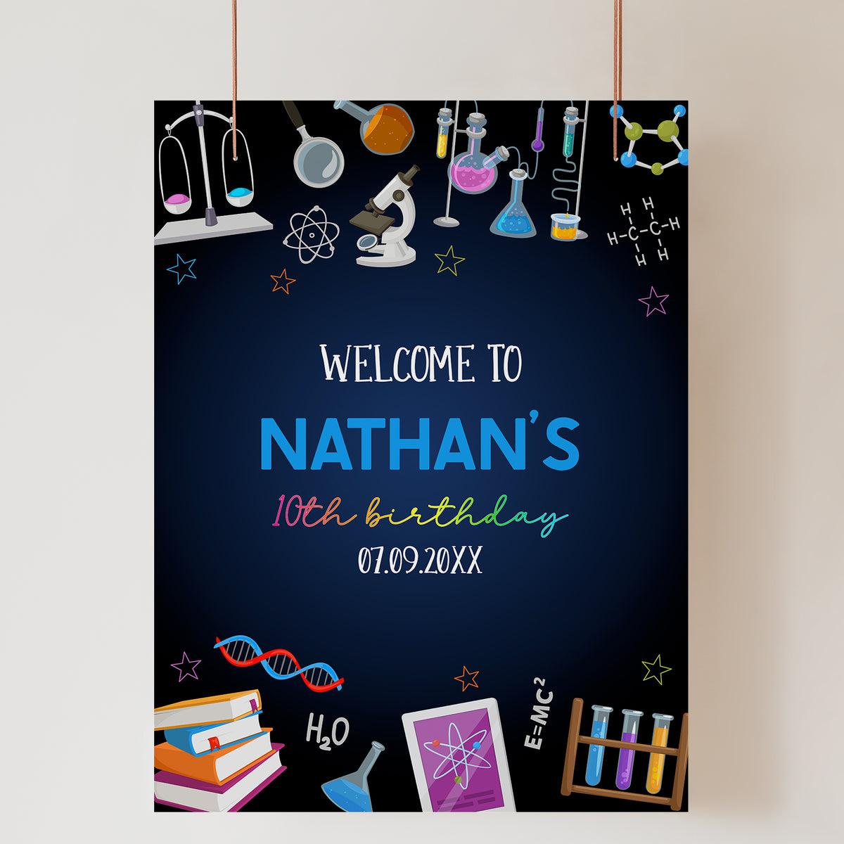 Science Lab 10th Birthday Welcome Sign: Experiment Theme – Blushberrie