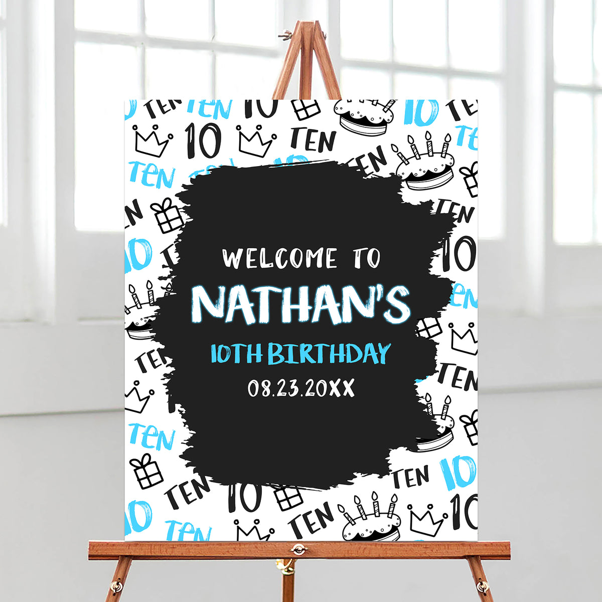 Bruh, It's My 10th Birthday: Blue & Black Themed Welcome Sign – Blushberrie